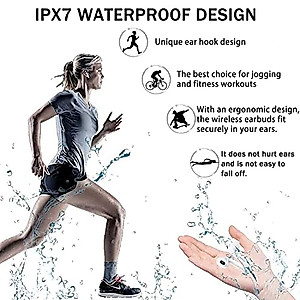 Wireless Earbuds Bluetooth Headphones IPX7 Waterproof Bluetooth Earbuds 30H Playtime Headset with Charging Case Wireless Bluetooth Earphones with Mic for iPhone/Samsung/Android (White)