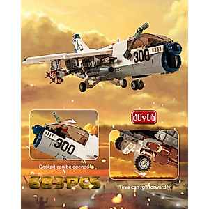 dOvOb Military A-7 Fighter Jet Building Blocks Set, Fighting Falcon Army Plane Toys as Gift for Kids or Adult (683 Pieces)
