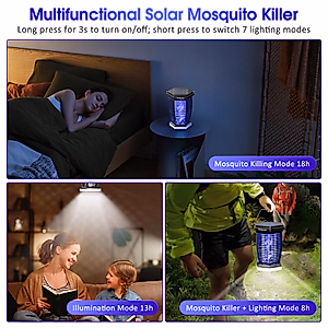 PALONE Solar Bug Zapper Outdoor, 3 in 1 Mosquito Zapper with 3.5m Extended Solar Panel, 4500V Electric Bug Zapper Indoor, Fly Zapper with 7 Lighting Modes for Outdoor Courtyard Backyard Garden