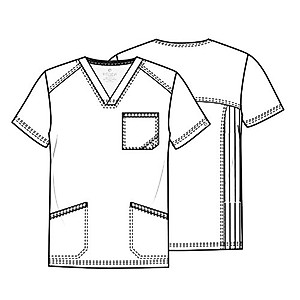 Cherokee V- Neck Men's Scrub Top with Rib Knit Back Panels CK900A, M, Black