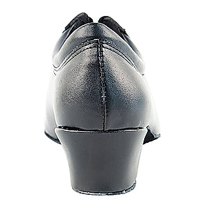 Very Fine Dance Shoes - Ladies Practice, Cuban Low Heel Ballroom Dance Shoes - 2601-1.5-inch Heel and Foldable Brush Bundle - Black Leather - 9