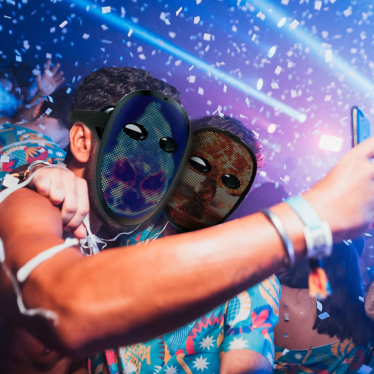 Led Mask HD with WIFI Programmable Video Play,Led Digital Electronic Light Up Face Masks for Halloween Rave Masquerade