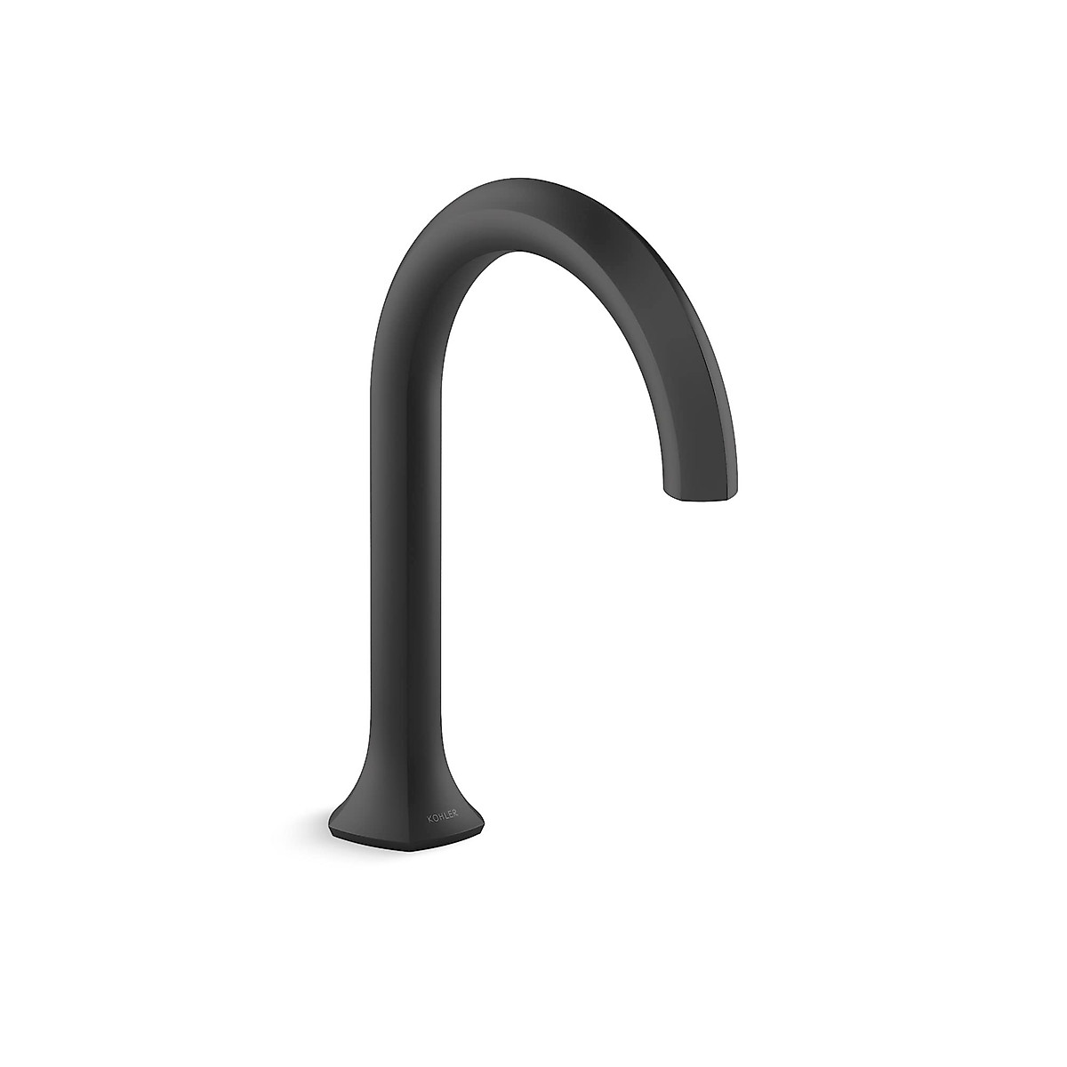 KOHLER 27016-BL Occasion Deck Mount 7 3/4" Bath Spout, Cane Design Nondiverter Bathtub Spout, Matte Black