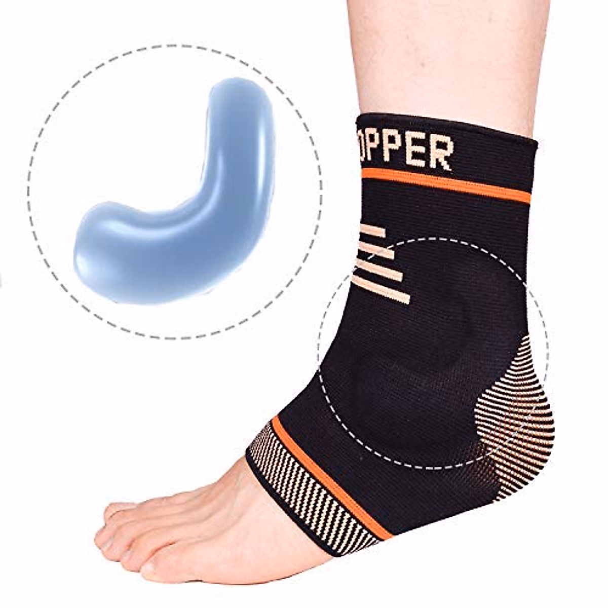 THX4COPPER Infused Compression Ankle Brace,Silicone Ankle Sleeve Support,Pain Relief from Plantar Fasciitis, Achilles Tendonitis-Reduce Foot Swelling&Prevent Ankle Injuries-Single-Small