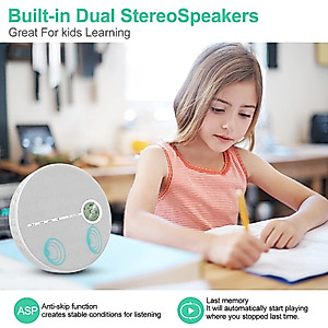 WOKALON Rechargeable Portable CD Player with Bluetooth, Compact Anti-Skip Walkman CD Player with Headphones &Dual Stereo Speakers for Home/Travel,Support CD MP3 USB AUX Input,2000mAh