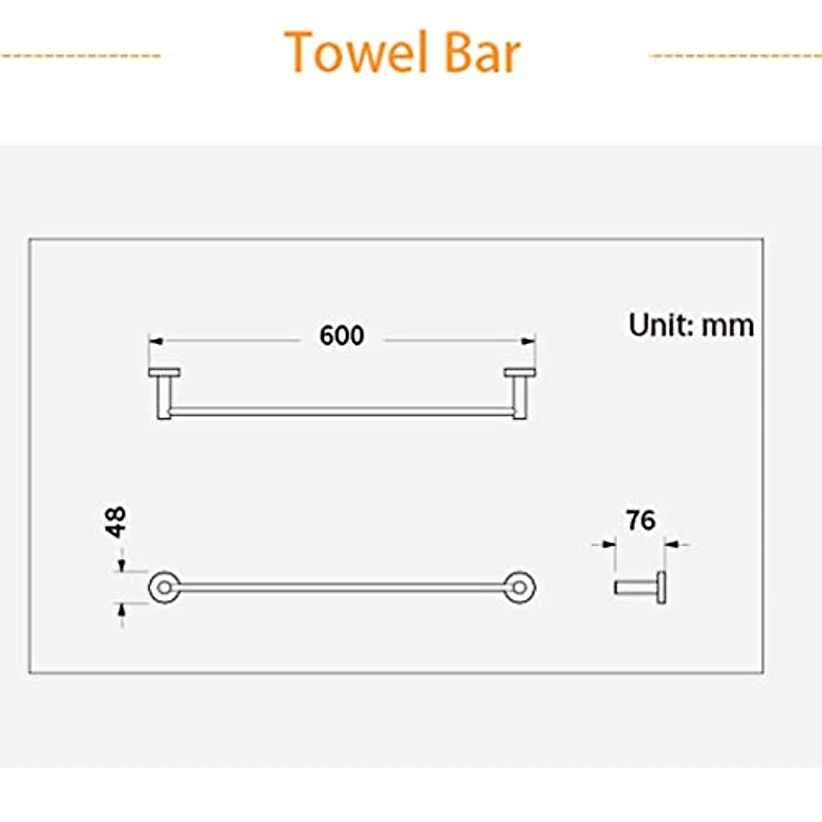 Bath Towel Bar Towel Bar, Matte Brushed Stainless Steel Towel Holders, Bathroon Single Towel Rail Holder Rack, Bathroom Accessories Towel Holder