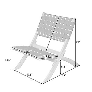 Patio Sense 63637 Sava Indoor Outdoor Folding Chair All Weather Wicker Low Slung Portable Seating Solid Acacia Wood Woven Seat & Back Indoors Porch Lawn Garden Fishing Sporting - Gray Webbing