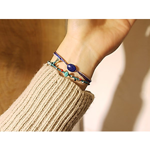 CCNMADE Gemstone, Polly, Silver, Coral, Pyrite, Howlite Wish Thread Bracelet, Doldari, 11"