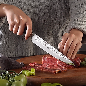 PAUDIN Carving Knife, Sharp 8 Inch Slicing Knife, Premium High Carbon Stainless Steel Forged Blade Brisket Knife with Full Tang Ergonomic ABS Handle, Carving Knife for Meat, Sashimi, Sushi, Roasts