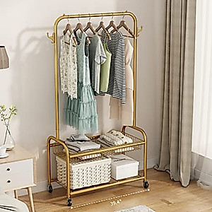 Thick forest Gold Clothing Rack Gold Clothes Rack Gold Garment Rack Heavy Duty Shoes Bags Gold Clothes Organizer Storage Shelves
