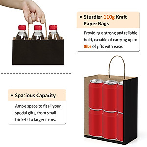 BagDream 50Pcs Gift Bags 8x4.25x10.5 Inches Paper Bags Shopping Bags Kraft Bags Wedding Party Favor Bags Merchandise Retail Bags Sacks Black Paper Gift Bags with Handles Bulk