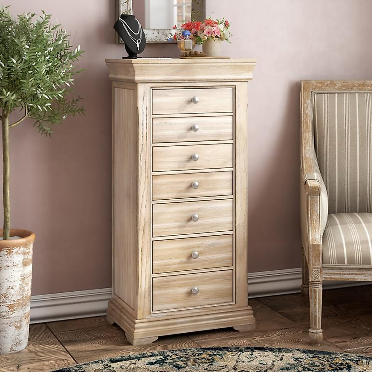 Hives and Honey "MALORY" Jewelry Armoire, Taupe Mist