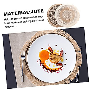 Hot Pads 10 pcs Decoration Coasters Circle Holiday Burlap Dining Woven Kitchen Party Table Mandala Placemats Jute Washable Natural Mat Round Mats Favor Macrame Cotton for