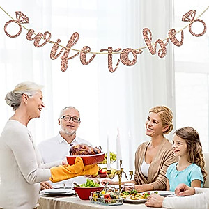 Halodete Wife to Be Banner, Bride to Be Banner, Bridal Shower, Wedding Party Garland Bunting Decorations - Rose Gold Glitter