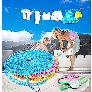 Madowl Clothesline Windproof Outdoor 5m/ 16.4ft, Portable Clothes Drying Rope Nylon Clothes Line String Outdoor, Windproof Clothesline for Camping Travel Hanger or Home Use