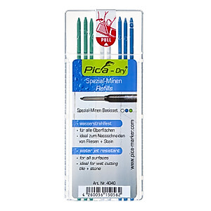 Pica 4040 Dry Deep Hole Marker Set Water Jet Resistant, Refill Waterproof/Permanent/Blue/White/Green
