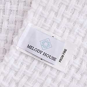 Melody House Super Soft Woven Plaid Pattern Throw, Decorative Throw Blanket with Tassels, 50x60, Bright White
