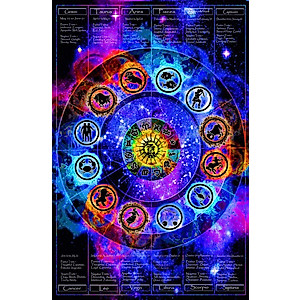 Studio B Zodiac Chart NonFlocked Blacklight Cool Wall Decor Art Print Poster 24x36