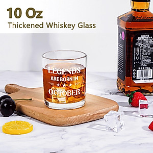 Futtumy Legends Are Born In October, 10 Oz Whiskey Glass, Birthday Gifts for Men, October Mens Birthday Gifts, 40th 50th 60th Mens Birthday Gift Ideas for Dad Grandpa Husband Son Uncle Coworkers