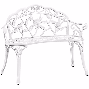 Topeakmart Garden Bench Outdoor Bench for Patio, Cast Aluminium Park Bench for Garden, Backyard, Lawn, Porch, Path