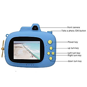 Salaty Kids Camera, Digital Electronic Gift 2.4inch HD Video Camera Front/Rear Dual Shot Mini for Recording Videos(Blue)