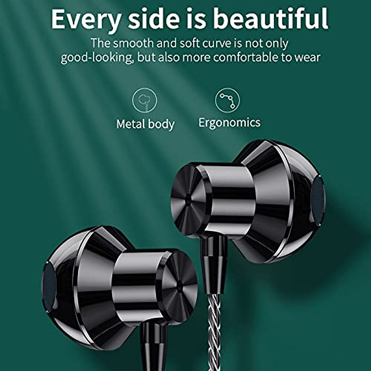 Opla3ofx Type-C Wired Earbuds in Ear Headphones with Built-in Mic & Volume Control, Earbuds Wired Stereo Universal Earphones in-Ear Headphones Bass Earbuds Pink