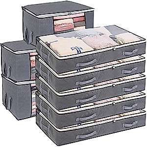 Vieshful 5 Pack 90L Clothes Storage Bags and 5 Pack 75L Underbed Containers，Large Capacity Clothing Organizers for Bedding Blanket Comforter Quilt