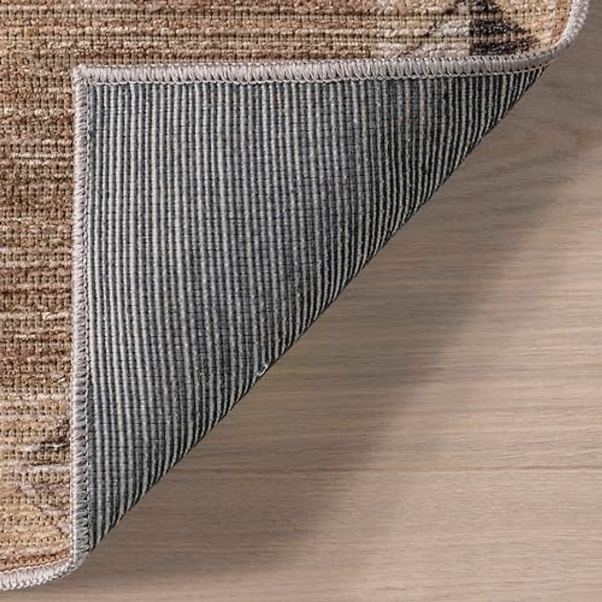 Rugs USA x Lauren Liess Fennel Diamond Machine Washable Area Rug, 4x6, Light Brown
