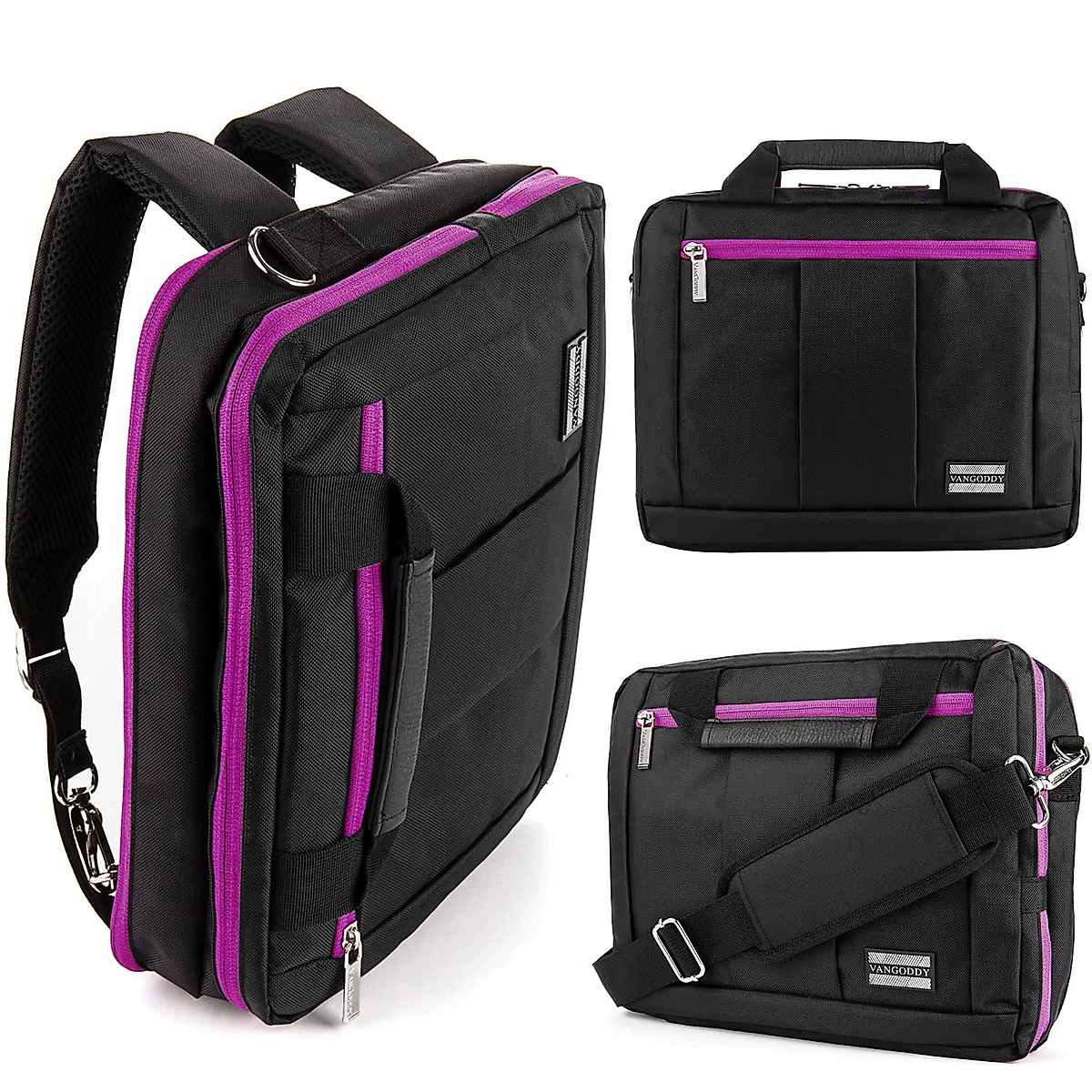 Vangoddy Adult Unisex 11 - 12 Inch Laptop Bag - Purple - Convertible Briefcase Messenger Bag - Fits up to 12.5" Laptops/Tablets