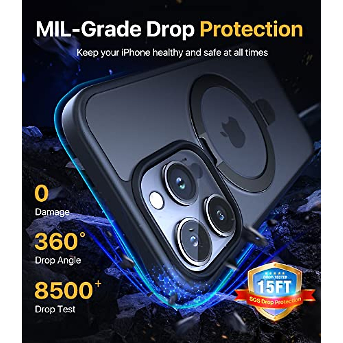 andobil Designed for iPhone 14 Pro Max Case - Magsafe Compatible - with Invisible Stand - Military Drop Protection Kickstand Slim Thin Phone Case for iPhone 14 Pro Max 6.7 Inch for Men Women - Black