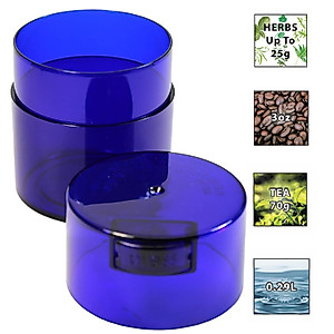 Tightvac - 1/2 oz to 3 ounce Airtight Multi-Use Vacuum Seal Portable Storage Container for Dry Goods, Food, and Herbs - Blue Tint