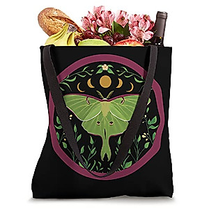 Aesthetic Luna Moth Witchy Floral Moon Phases Moon Moths Tote Bag