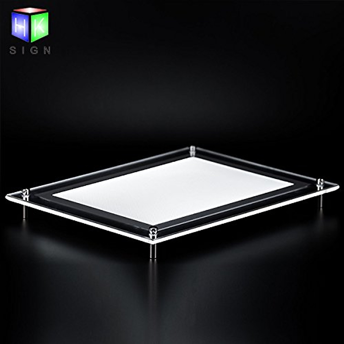 HKSIGN-A2 Acrylic Backlit Light Crystal Led Photo Frame Light Box for Office Store Sign Display with Wall Mounted