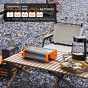 1200W Pure Sine Wave Inverter 12V DC to 120V AC Converter & 60 Amp MPPT Solar Charge Controller 12V/24V/36V/24V Auto Solar Panel Regulator fit for Lead-Acid and Lithium Battery