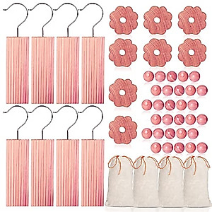 Langxinese Delux 50 Pk Cedar Blocks for Clothes Storage 8 Hang Ups 8 Flower Rings 4 Sachets 30 Balls Clothes Protector, Storage Accessories Closets & Drawers Freshener,Cedar for Chest.