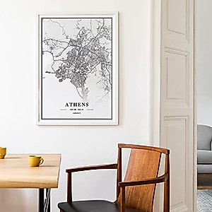 Dear Mapper Athens Greece View Abstract Road Modern Map Art Minimalist Painting Black and White Canvas Line Art Print Poster Art Print Poster Home Decor (Set of 3 Unframed) (16x24inch)
