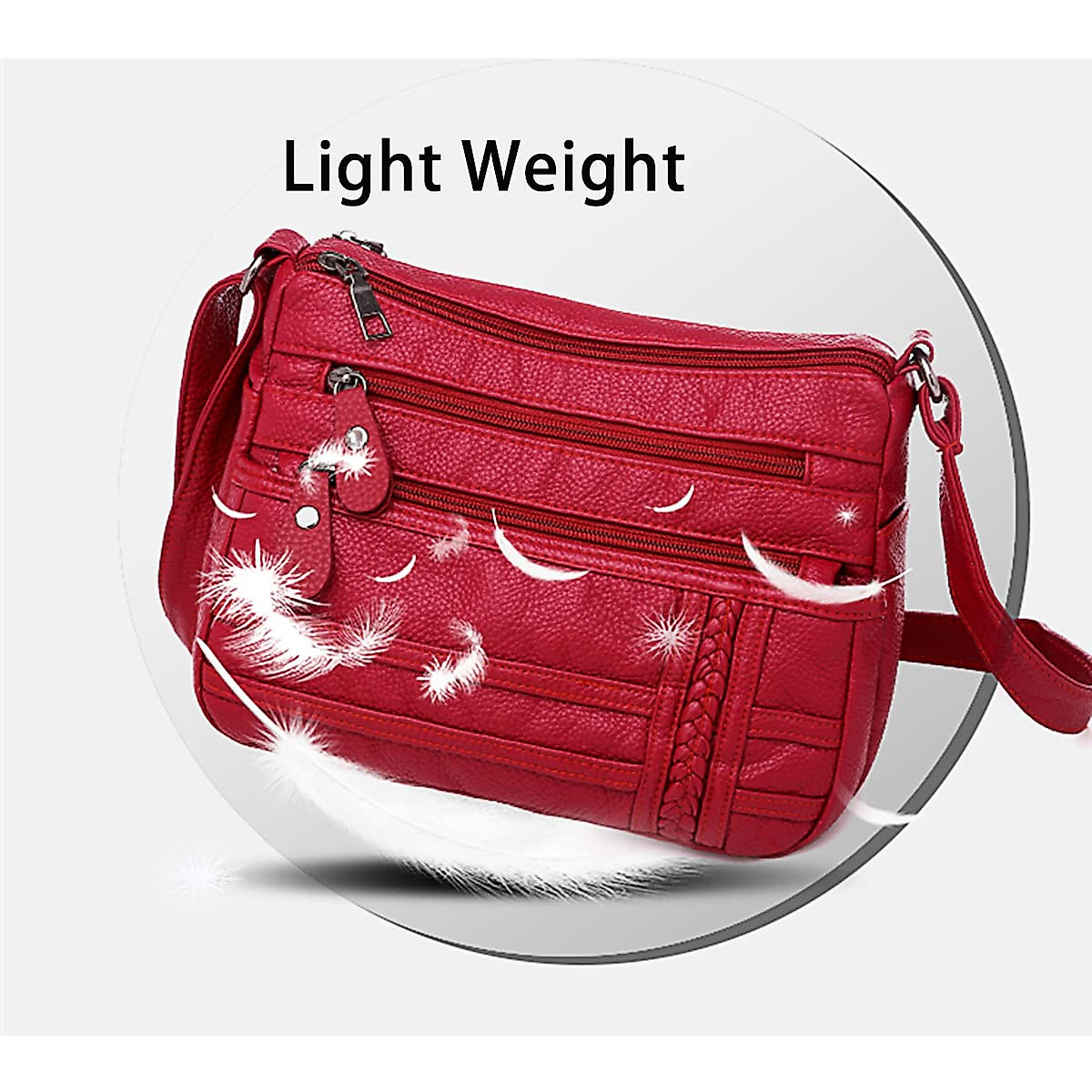 AIRUI Women Crossbody Bag, PU Leather Pocketbooks Multi Pocket Lightweight Shoulder Purse Messenger Bag - Black…