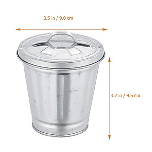 Gadpiparty Bin Bin 3pcs Mini Desktop Wastebasket with Lid Metal Table Flowerpot Countertop Trash Can Garbage Bin Rubbish Bucket Pencil Holder Pen Cup Makeup Brush Holder Metal Waste