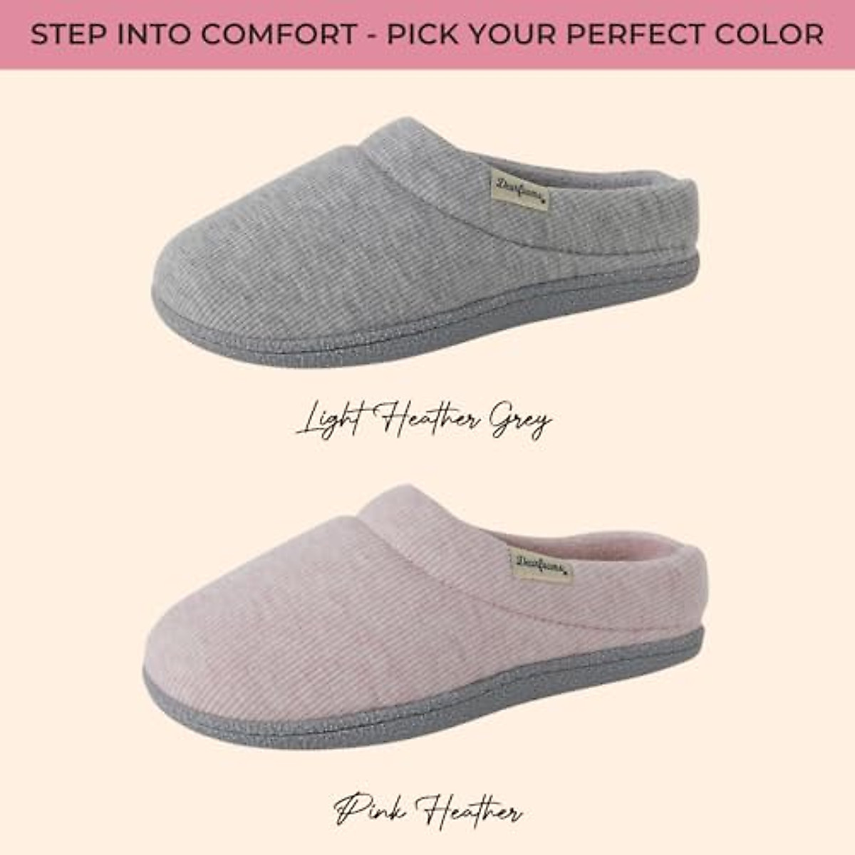 Dearfoams Women's Lacey Machine Washable Memory Foam Comfort Easy on/Off Clog Slipper, Light Heather Grey, X-Large