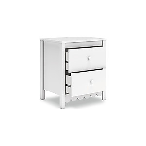 Signature Design by Ashley Hallityn Minimalist 2 Drawer Nightstand for Bedroom, 24.37" Tall, White