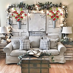 Phliofd 2 Pack Christmas Red Berries Picks 32in Red Berry Stems Christmas Decoration Red Christmas Ornaments for Home Kitchen Outdoor Garden Wedding Party Holiday Decor