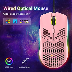 60% Ture Mechanical Gaming Keyboard and Mouse Combo Samll Mini RGB Chroma 68Key Keyboard, Detachable USB Type-C Cable，Lightweight 6400DPI Honeycomb Mouse Compatible with PS4,Xbox,PC,Laptop,MAC