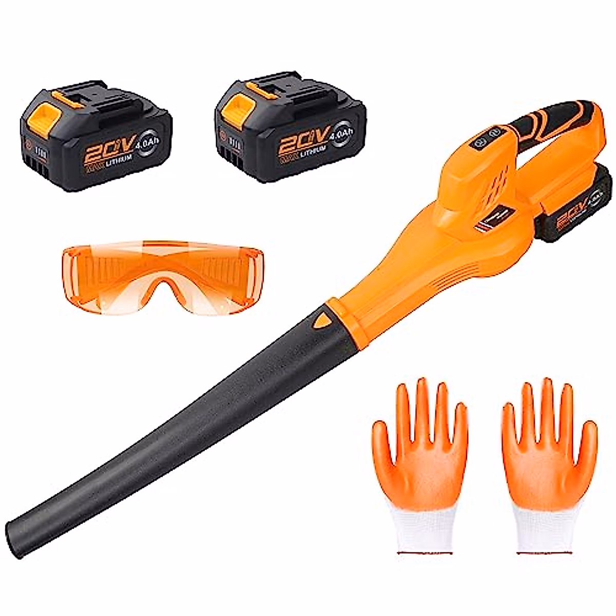 Cordless Leaf Blower - 20V Leaf Blower Cordless with 2 Batteries & Charger, Lightweight Portable Blower for Cleaning Leaf, Dust, Debris, Patio, Car, Porch （Included Goggles and Gloves）