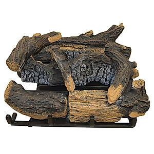 ProCom Ventless Dual Fuel Gas Log Set - 18 in., 30,000 BTU, Thermostat Control, Heats Up to 1,100 Sq. Ft., Hand-Painted Refractory Ceramic Logs, Oxygen Depletion Sensor, PCNSD18T