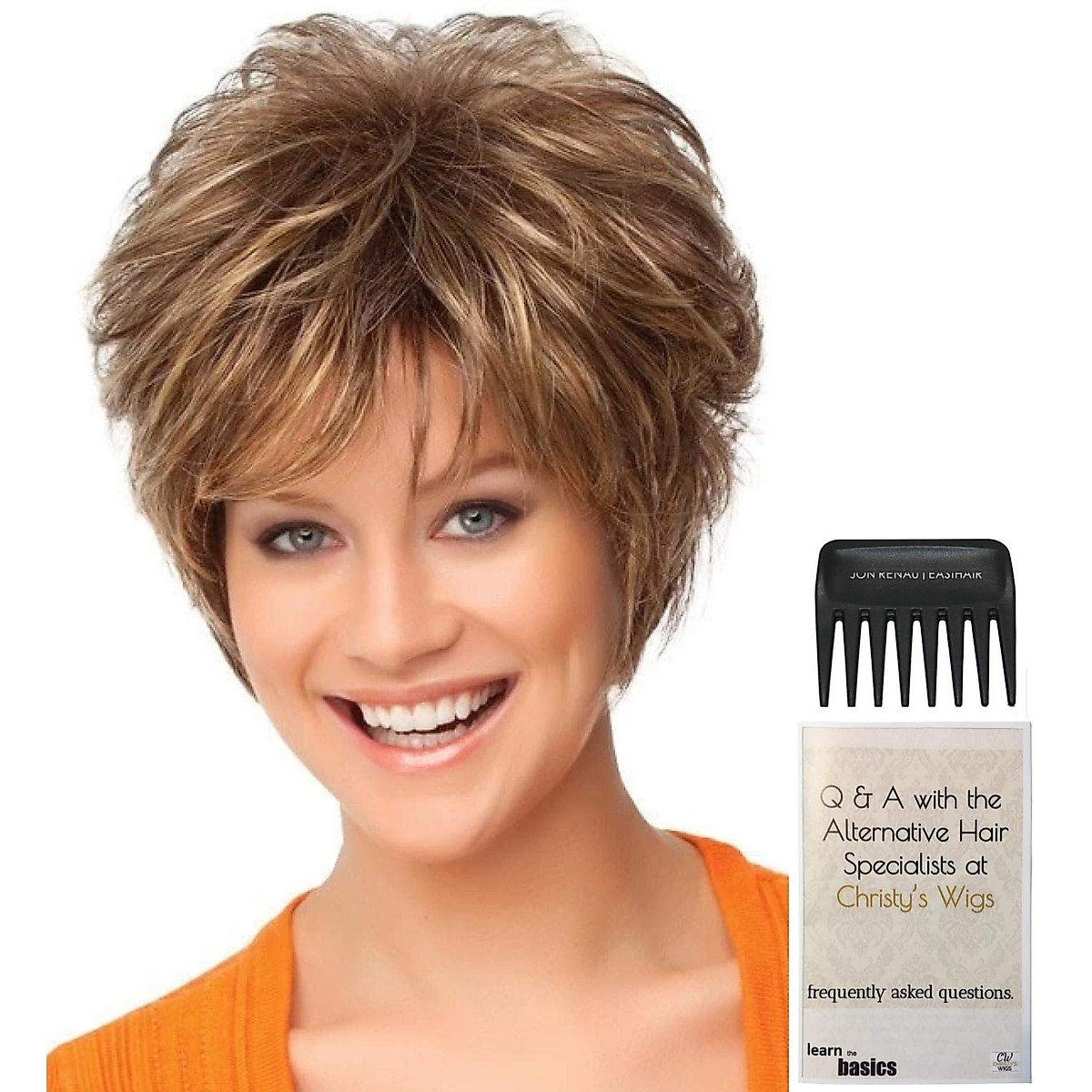 Bundle - 3 items: Gala Wig by Gabor, Christy's Wigs Q & A Booklet & Wide Tooth Comb - Color: G31+