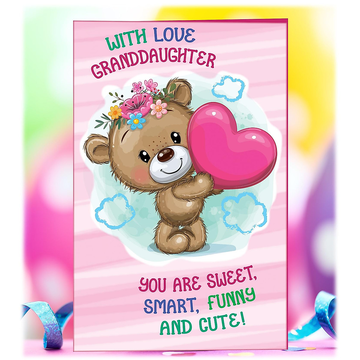 Chuck's Card-O-Rama - Birthday Card For Granddaughter - Made in USA - Why Pay More? - Large Card Opens to 10" x 7.75" - Extra Thick Paper - 95363