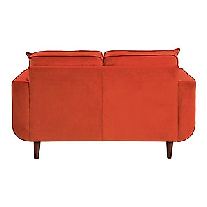 Lexicon Rand 59" Modern Velvet Loveseat with 2 Pillows in Orange