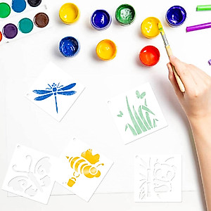 100 Pieces Stencil for Painting,3 Inch Flower Stencils DIY Craft Animal Reusable Template Paint Stencils for Painting on Wood, Crafts, Wall Home Decor