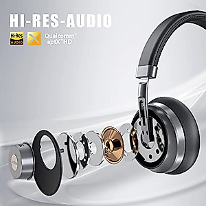 Ortizan Bluetooth Headphones Over Ear, 40 Hours Playtime Wireless Headphones HiFi Stereo Headphones with Microphone and Soft Protein Earpads for Cellphone/TV/PC/Home Office (Silver)