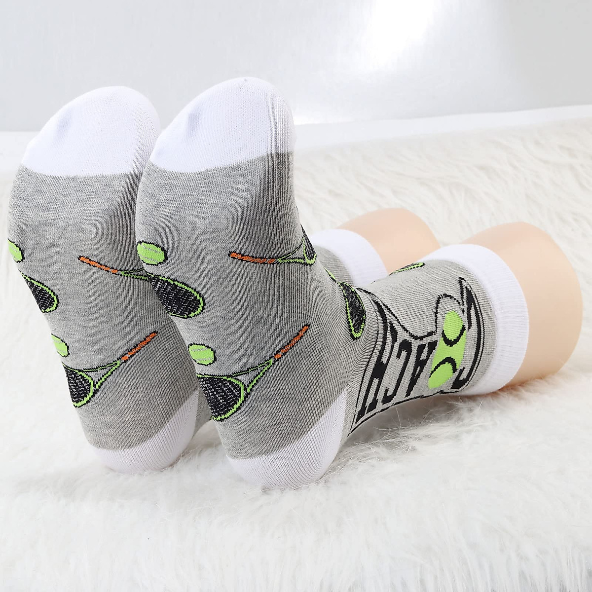 MBMSO Tennis Coach Gifts 2 Pair Tennis Coach Socks Appreciation Gifts for Tennis Coach Novelty Tennis Ball Socks (2 Pair Tennis Coach Socks)